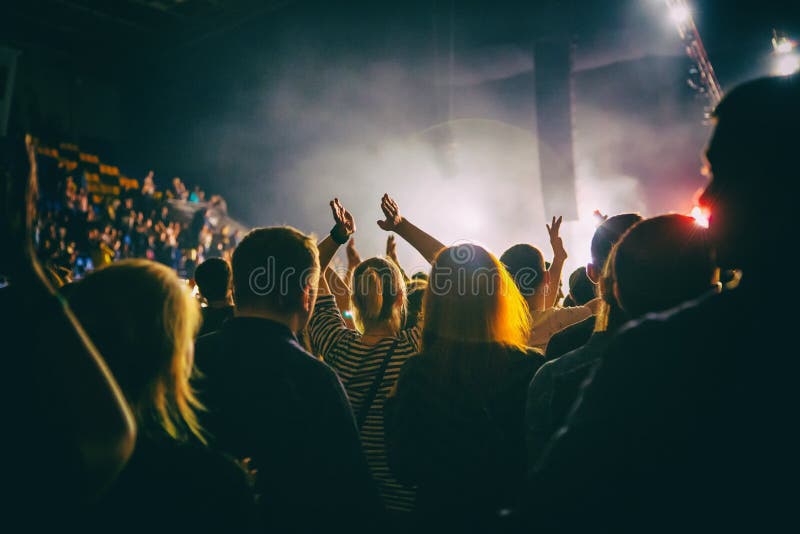 Silhouette of a Crowd of Fans at a Concert. Editorial Photography ...