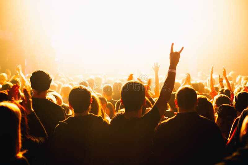 Silhouette of a Crowd of Fans at a Concert. Stock Image - Image of ...