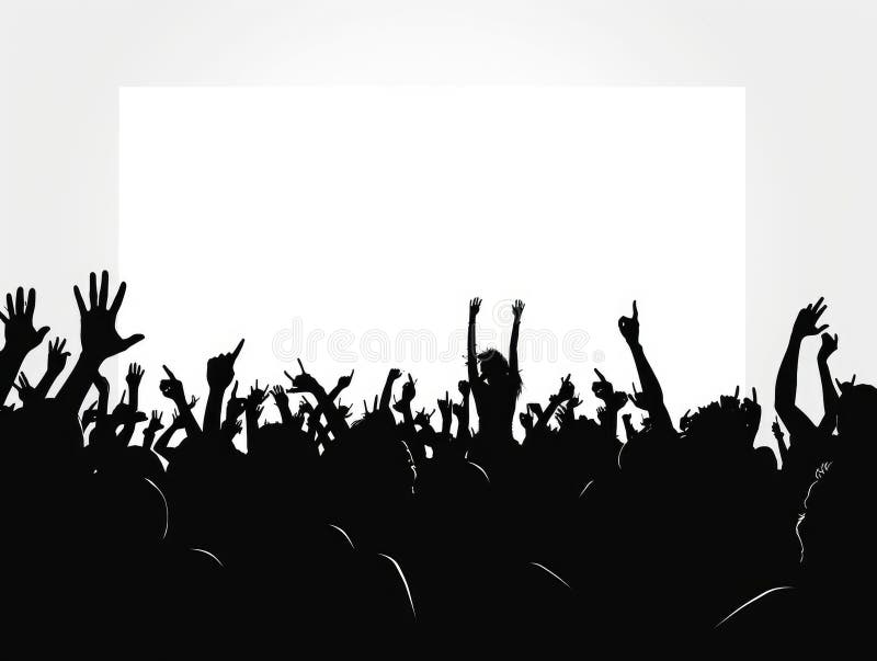 Silhouette Crowd with Hands Up in Air at Concert Event Stock ...