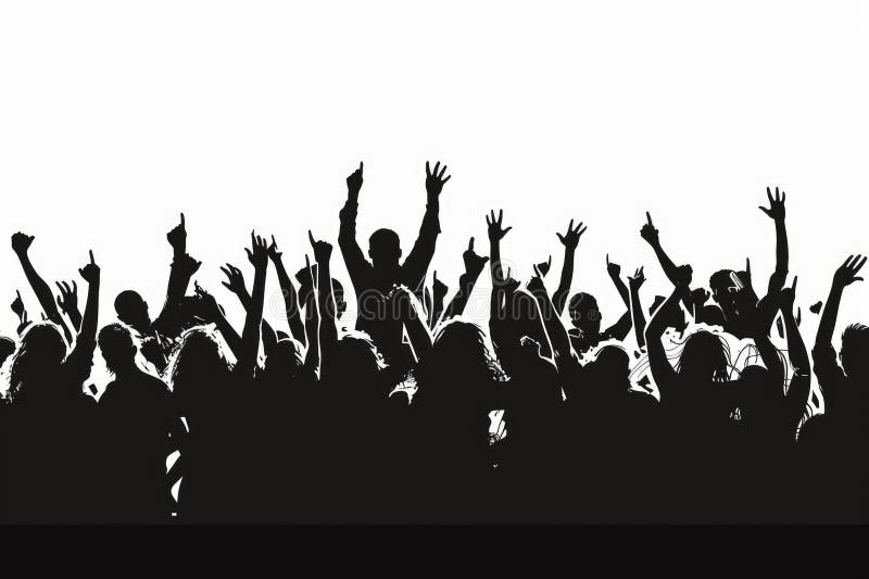 Silhouette Crowd with Hands Up in Air at Concert Event Stock ...