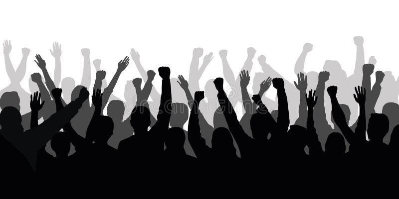 Silhouette of a Crowd of People with Hands in the Air Stock Vector ...
