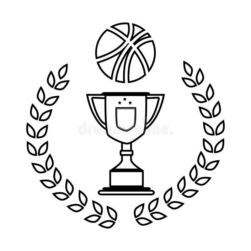 Silhouette Crown of Leaves with Trophy with Basketball Stock Vector ...