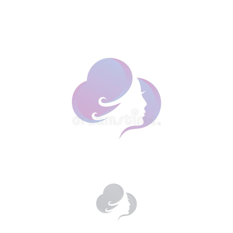 Silhouette Curly Hair Women with Cloud Design Template Stock Vector ...