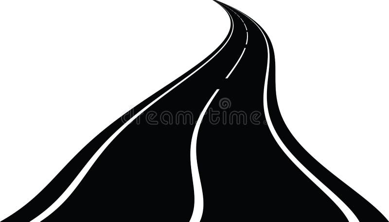 Silhouette of a Curved Road Stock Vector - Illustration of stripe, road ...