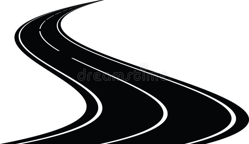 Silhouette of a Curved Road Stock Vector - Illustration of direction ...