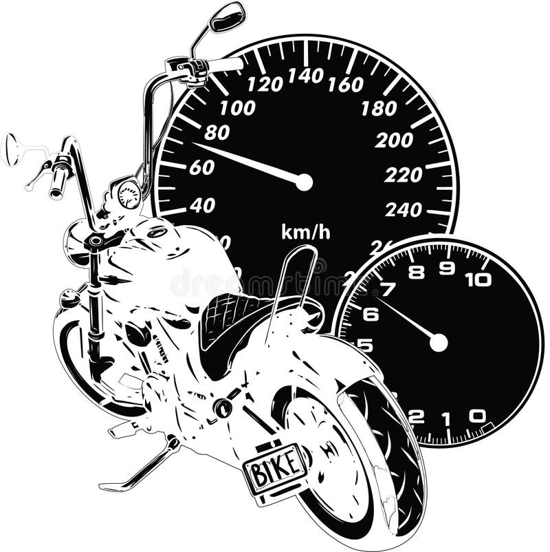 Silhouette Custom Motorcycle with Speedometer Vector Illustration Stock ...