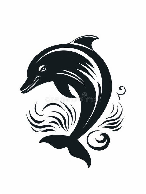 Silhouette of a Cute Dolphin Stock Illustration - Illustration of ...