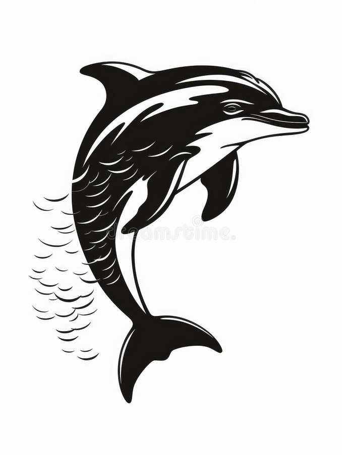 Silhouette of a Cute Dolphin Stock Photo - Image of primitive, animals ...