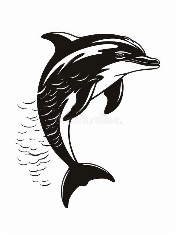 Silhouette of a Cute Dolphin Stock Photo - Image of primitive, animals ...