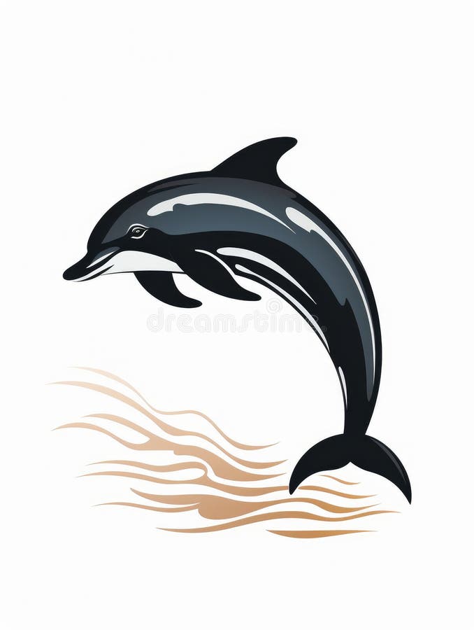 Silhouette of a Cute Dolphin Stock Illustration - Illustration of full ...