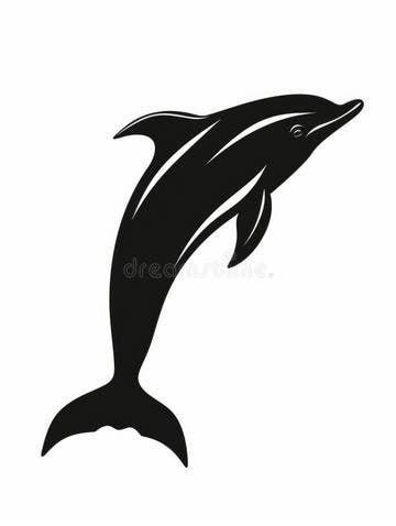 Silhouette of a Cute Dolphin Stock Illustration - Illustration of ...