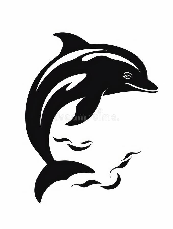 Silhouette of a Cute Dolphin Stock Illustration - Illustration of view ...