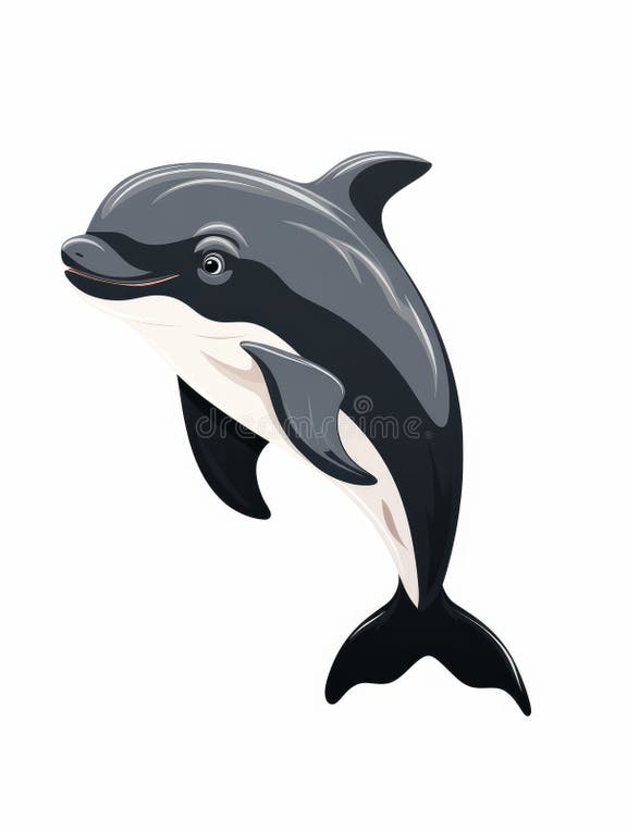 Silhouette of a Cute Dolphin Stock Illustration - Illustration of ...