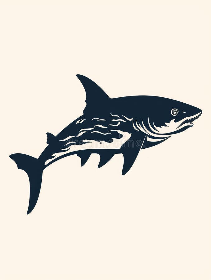 Silhouette of a cute shark stock illustration. Illustration of dolphin ...