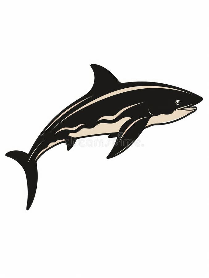 Silhouette of a cute shark stock illustration. Illustration of drawing ...