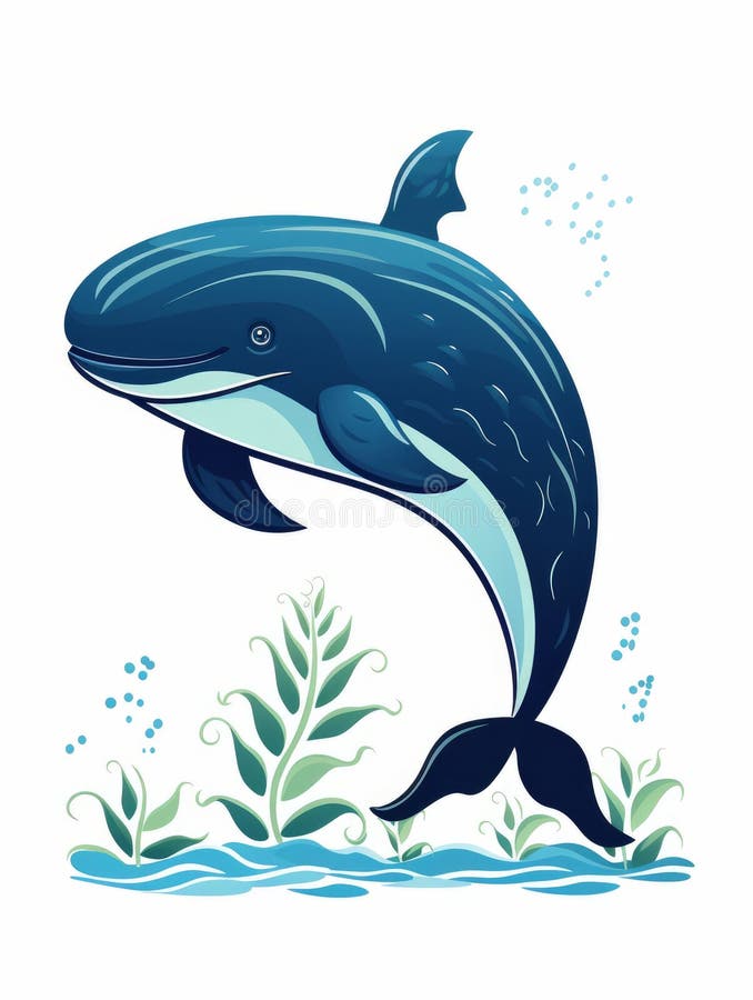 Silhouette of a cute whale stock illustration. Illustration of highly ...