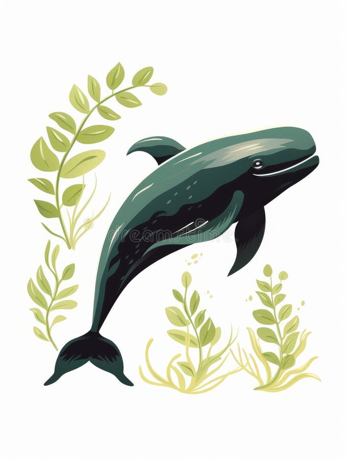 Silhouette of a cute whale stock illustration. Illustration of view ...