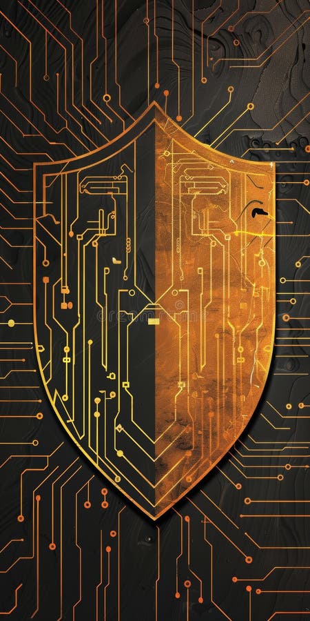 Silhouette of a Cyber Shield. Stock Illustration - Illustration of ...