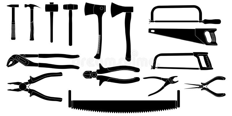 Silhouette d'outils illustration de vecteur. Illustration du menuiserie ...
