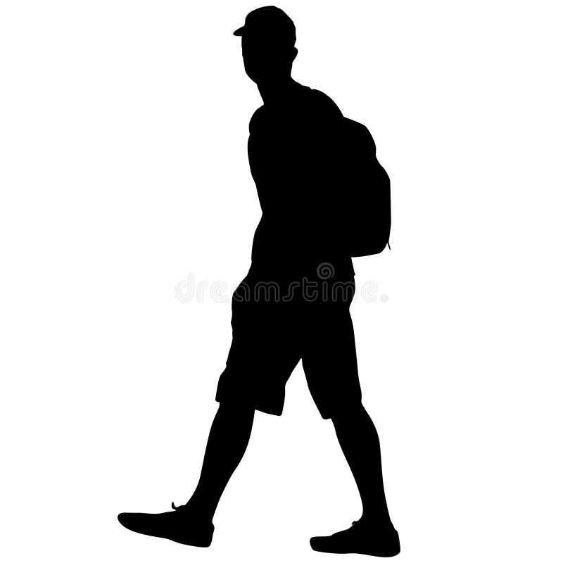 Silhouette D'un Marcheur Sur Fond Blanc Illustration de Vecteur ...