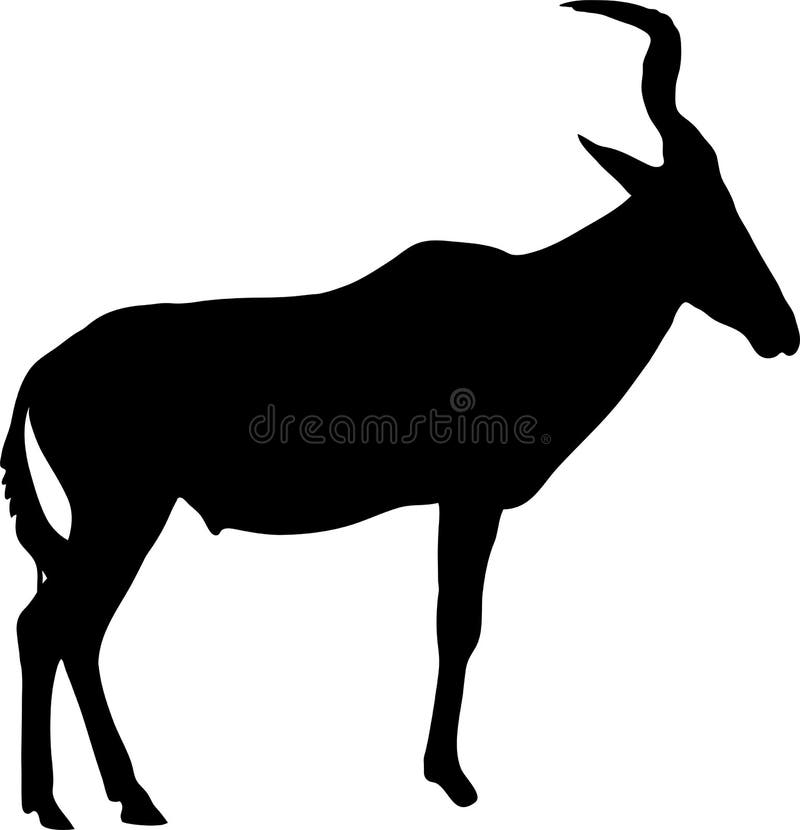 Silhouette D'une Antilope Hartebeest Rouge Debout Illustration de ...