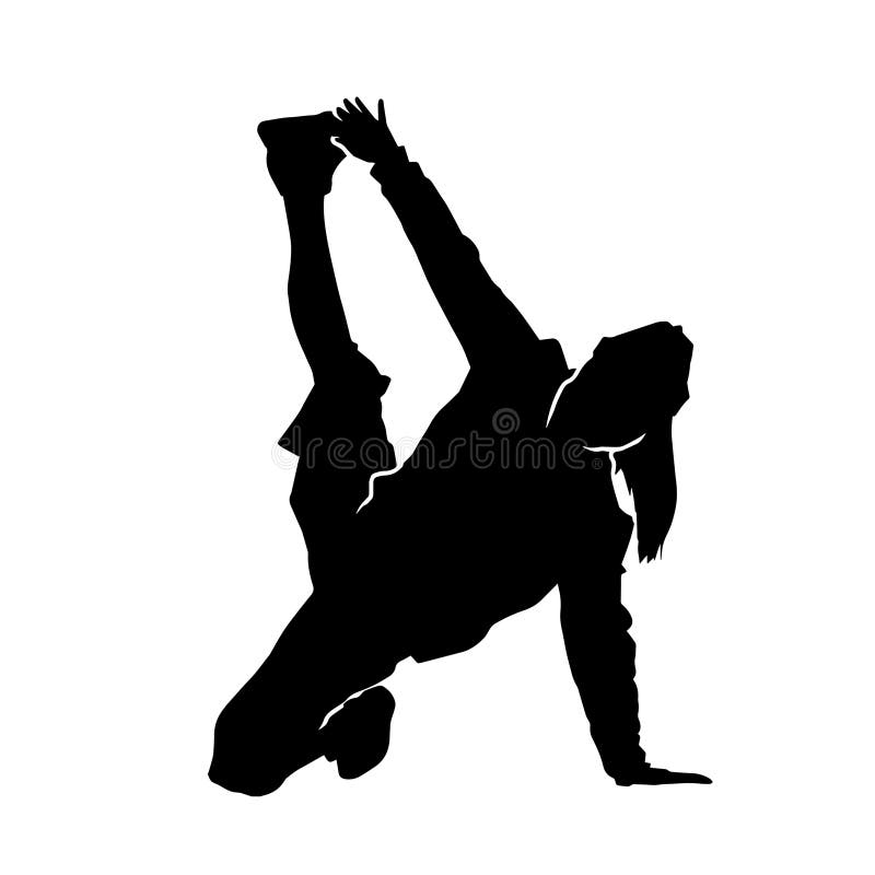 Silhouette of a Female Dance Performer in Action Pose. Stock Vector ...
