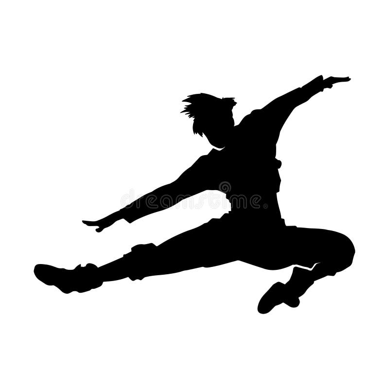 Silhouette of a Female Dance Performer in Action Pose. Stock Vector ...