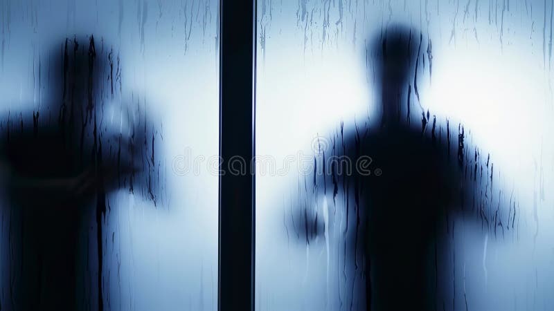 Silhouette Dance Behind Frosted Glass with Dramatic Light and Shadow ...