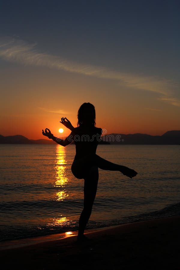 Silhouette of a Dancer in the Beach Stock Photo - Image of portrait ...