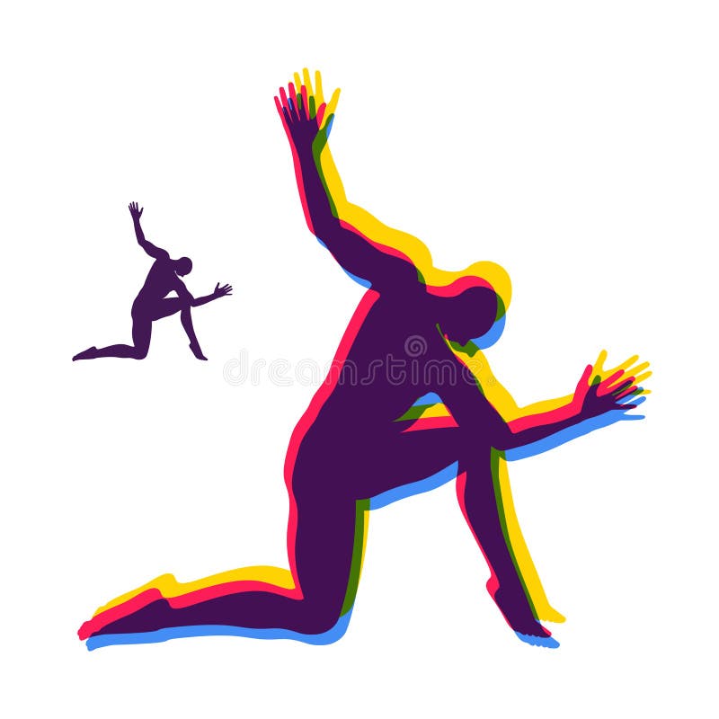 Silhouette of a Dancer. Gymnast. Man is Posing and Dancing. Sport ...