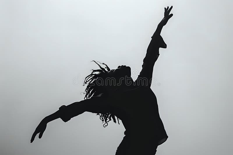 Silhouette of a Dancer Reaching Upward, Embracing Freedom and Grace in ...