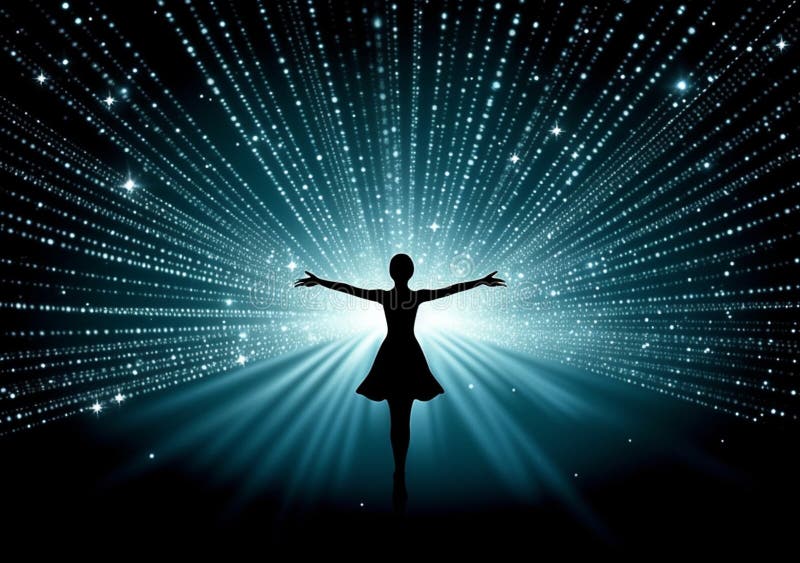 Silhouette of a Dancer Standing on a Stage Illuminated by Stage Lights ...