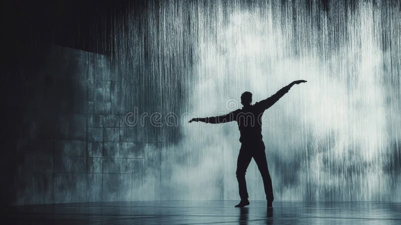 Silhouette of a Dancer in a Water Performance Stock Illustration ...