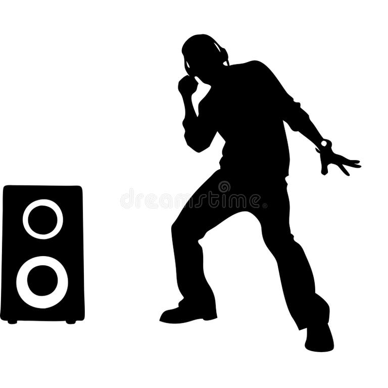 Silhouette of Dancing DJ with Speaker Vector Art for Music Event Design ...