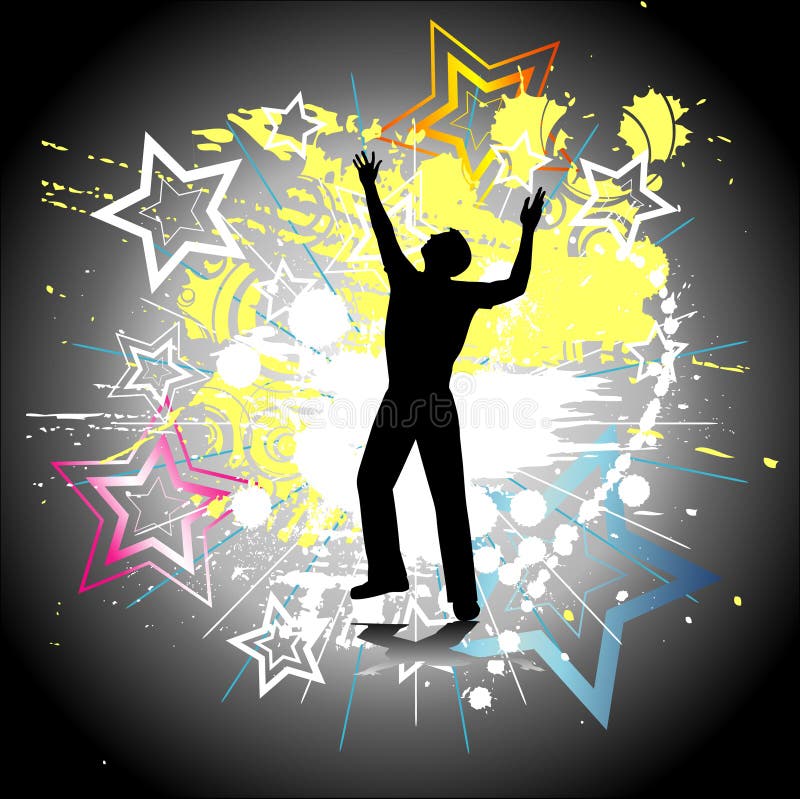 Silhouette of a Dancing Man Stock Illustration - Illustration of ...