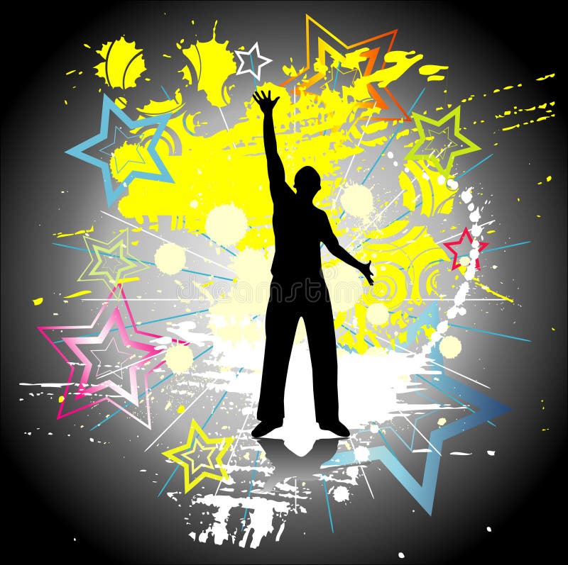 Silhouette of a Dancing Man Stock Illustration - Illustration of banner ...