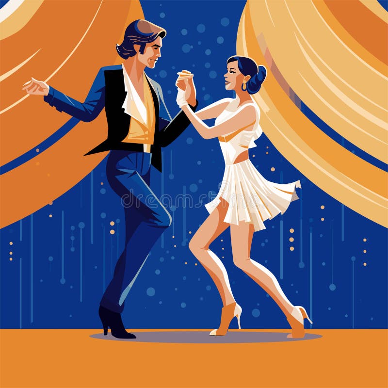 Silhouette of a Dancing Pair Sporting Latin Classical Dances. Vector ...