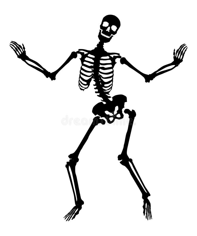 Silhouette of a Dancing Skeleton. Stock Vector - Illustration of ...