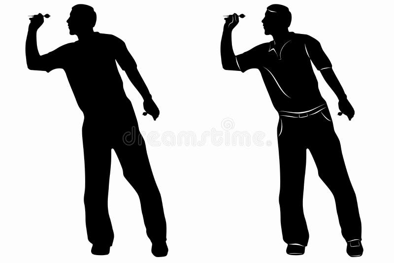 Silhouette of a Darts Player, Vector Drawing Stock Vector ...