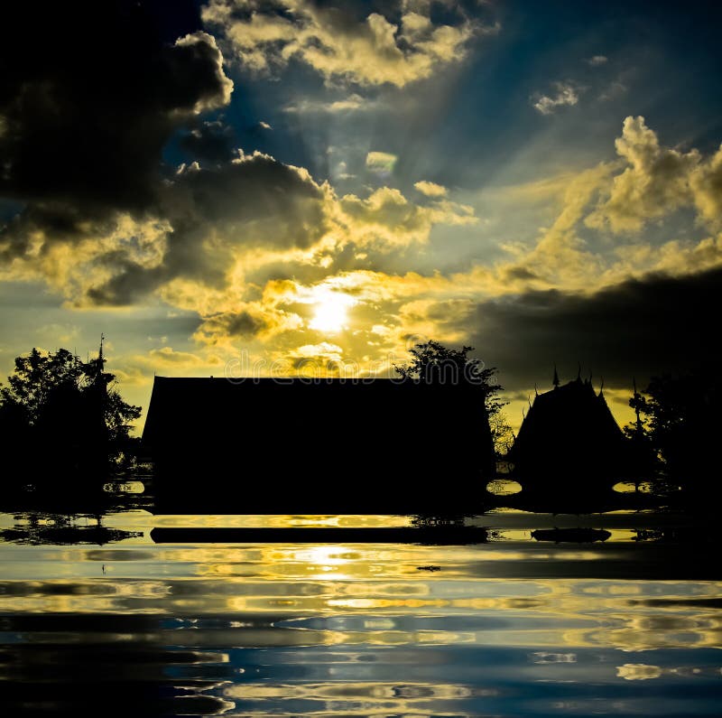 Silhouette at Dawn in Temple Stock Image - Image of dawn, dusk: 124447235