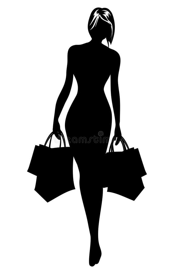 Silhouette De Femme Dans Les Achats Illustration de Vecteur ...