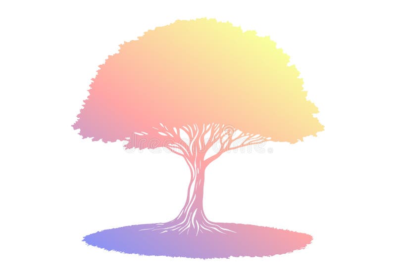 Silhouette of a Deciduous Tree with Soft Gradient. Isolated Vector ...
