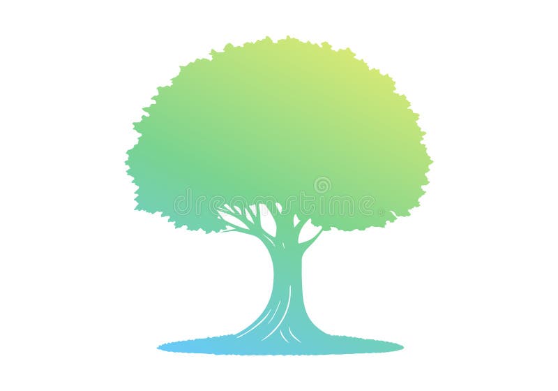 Silhouette of a Deciduous Tree with Soft Gradient. Isolated Vector ...
