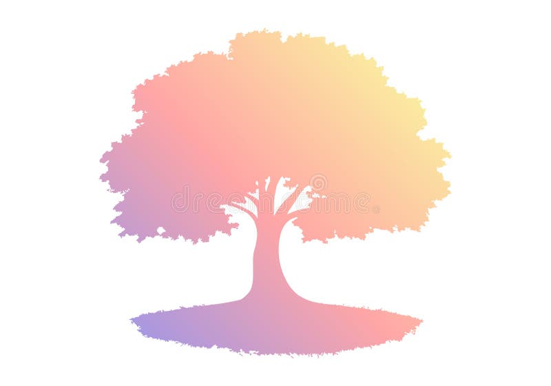 Silhouette of a Deciduous Tree with Soft Gradient. Isolated Vector ...