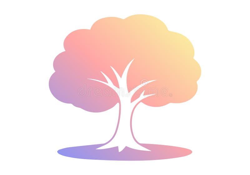 Silhouette of a Deciduous Tree with Soft Gradient. Isolated Vector ...