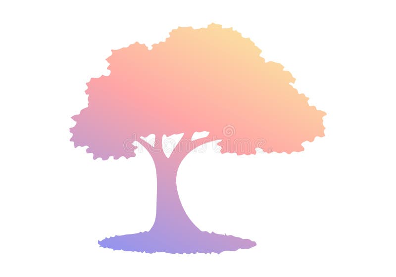 Silhouette of a Deciduous Tree with Soft Gradient. Isolated Vector ...