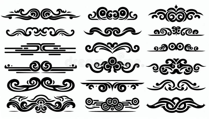 Silhouette Decorative Edge Elements in Chinese Folk Art Style Featuring ...