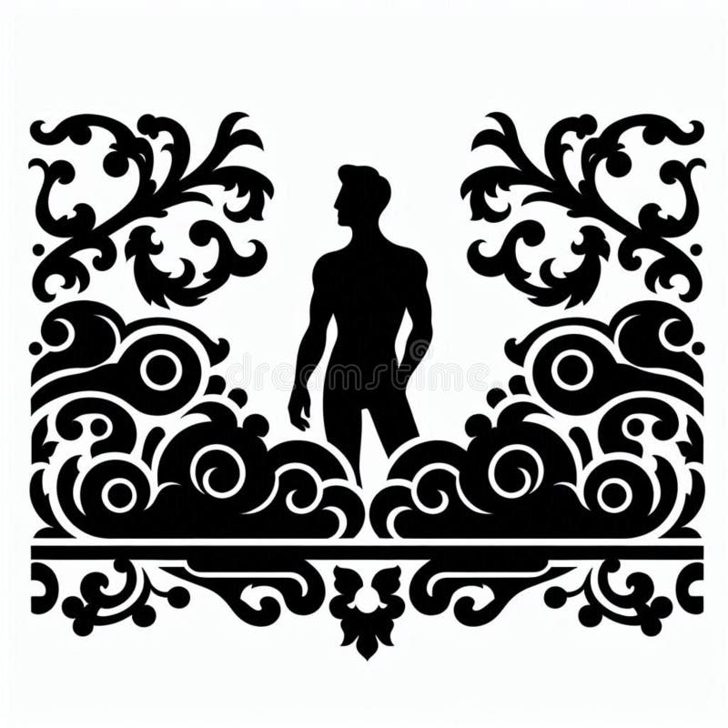 Silhouette Decorative Edge Elements in Chinese Folk Art Style Featuring ...