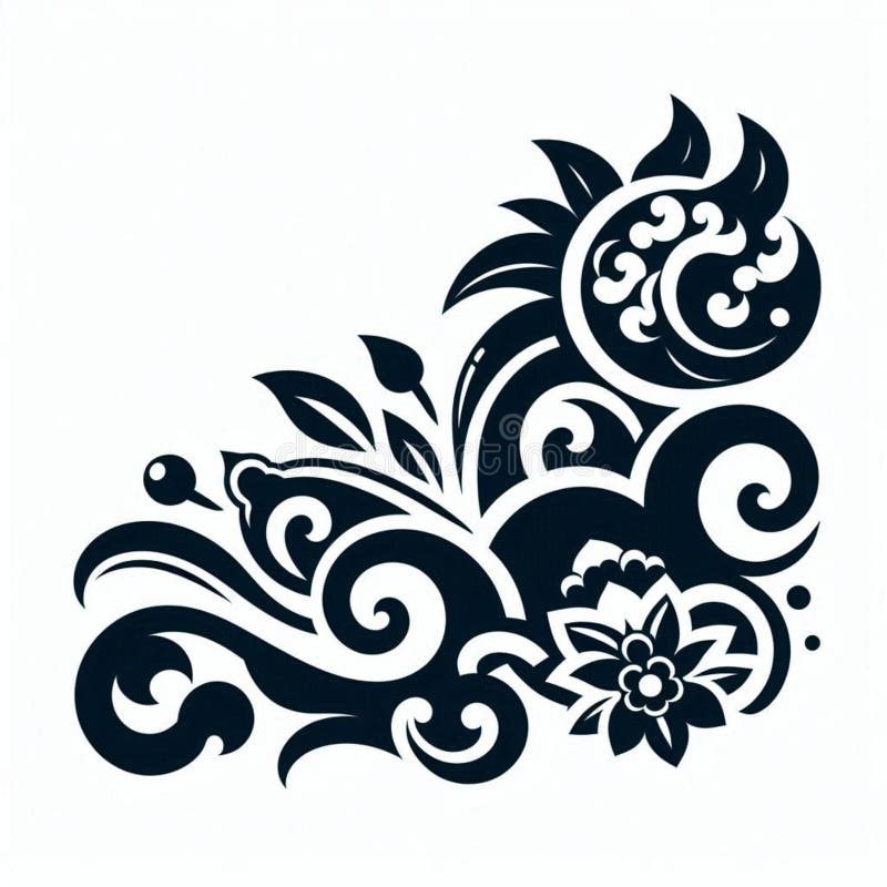 Silhouette Decorative Edge Elements in Chinese Folk Art Style Featuring ...
