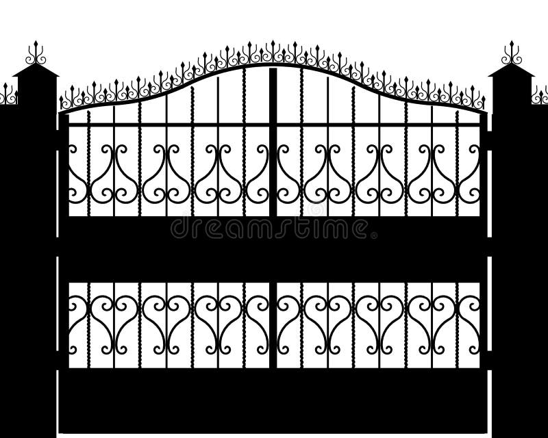 Silhouette of Decorative Gate Isolated on White Background. Vector ...